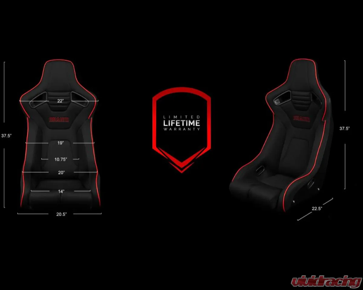 Braum Racing Elite-R Fixed Back Bucket Seat BRR1R-BKWS - Black/White ...