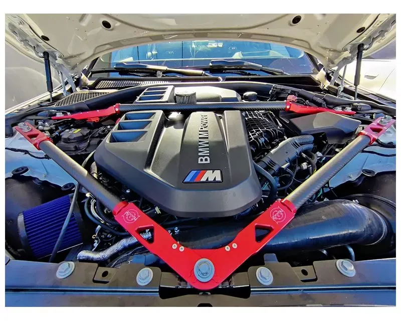 VTT Carbon Fiber Strut Braces Red BMW M3 | M4 2021-2024 | VTT-G8X-CAR ...