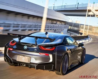 3D Design Carbon Fiber Rear Diffuser w Titanium Exhaust Set BMW i8 I12