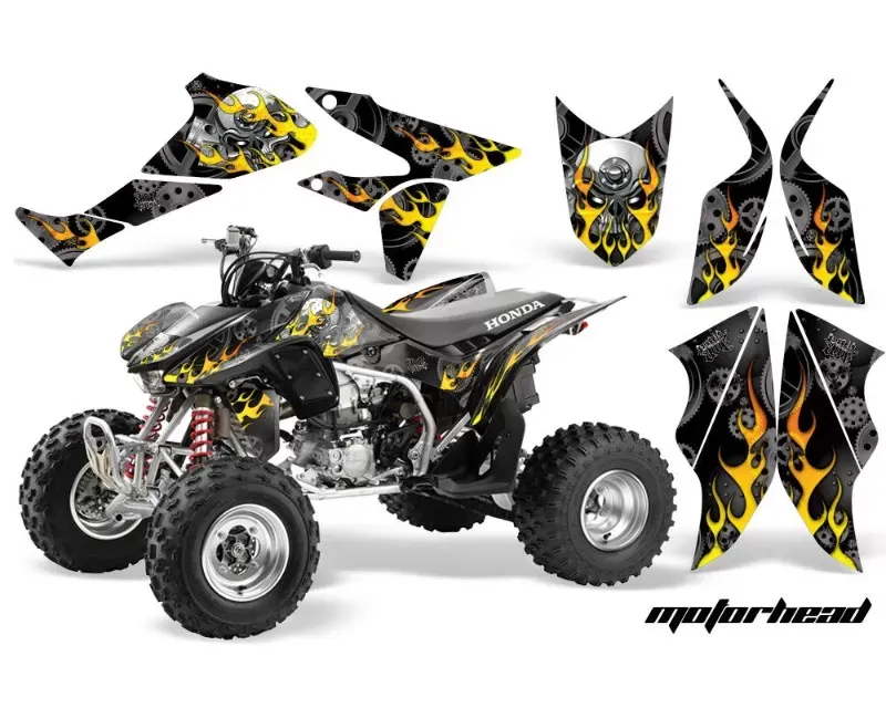 AMR Racing Graphics Kit Quad Decal Sticker Wrap MOTORHEAD BLACK Honda ...