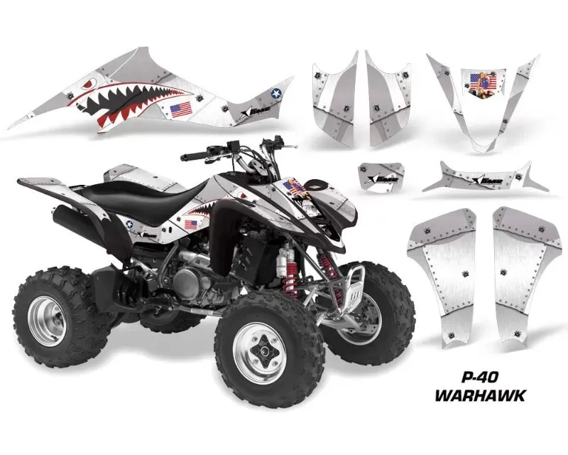 AMR Racing Graphics Kit Decal Sticker Wrap WARHAWK SILVER Suzuki LTZ400 ...